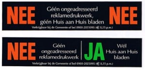 Brievenbus sticker JA - NEE of NEE - NEE Gratis aanvragen
