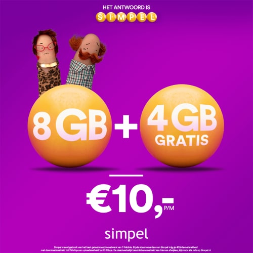 Simpel Sim Only 'Goedkoper kan niet' 8 GB voor 10 euro